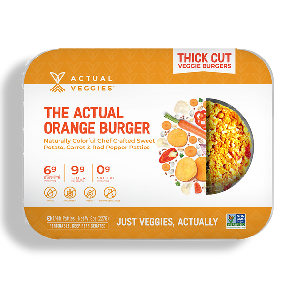 The Actual Orange Burger- 8 Burgers Total - Actual Veggies